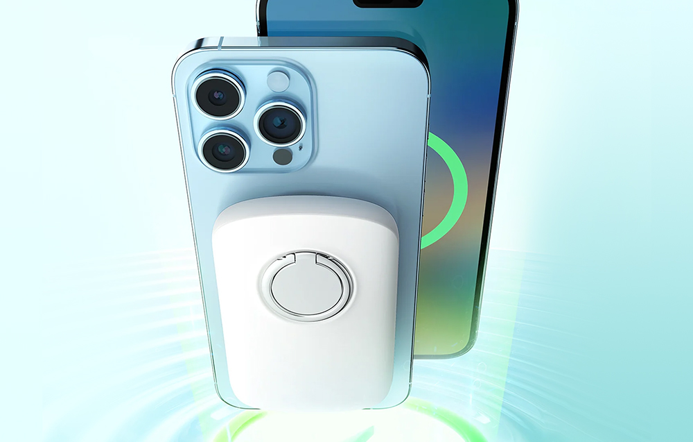 Joyroom JR-W030 Bezprzewodowy Power Bank 6000mAh z uchwytem na pierścień. Uchwyt pierścieniowy - 20W